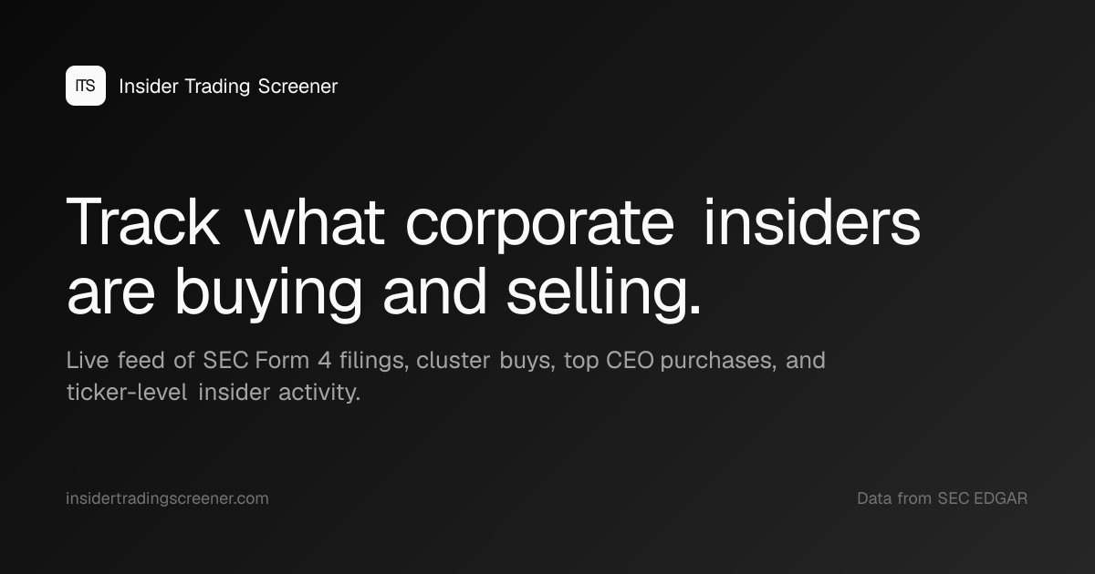 Insider Trading Screener — Track SEC Form 4 Filings | Insider Trading ...
